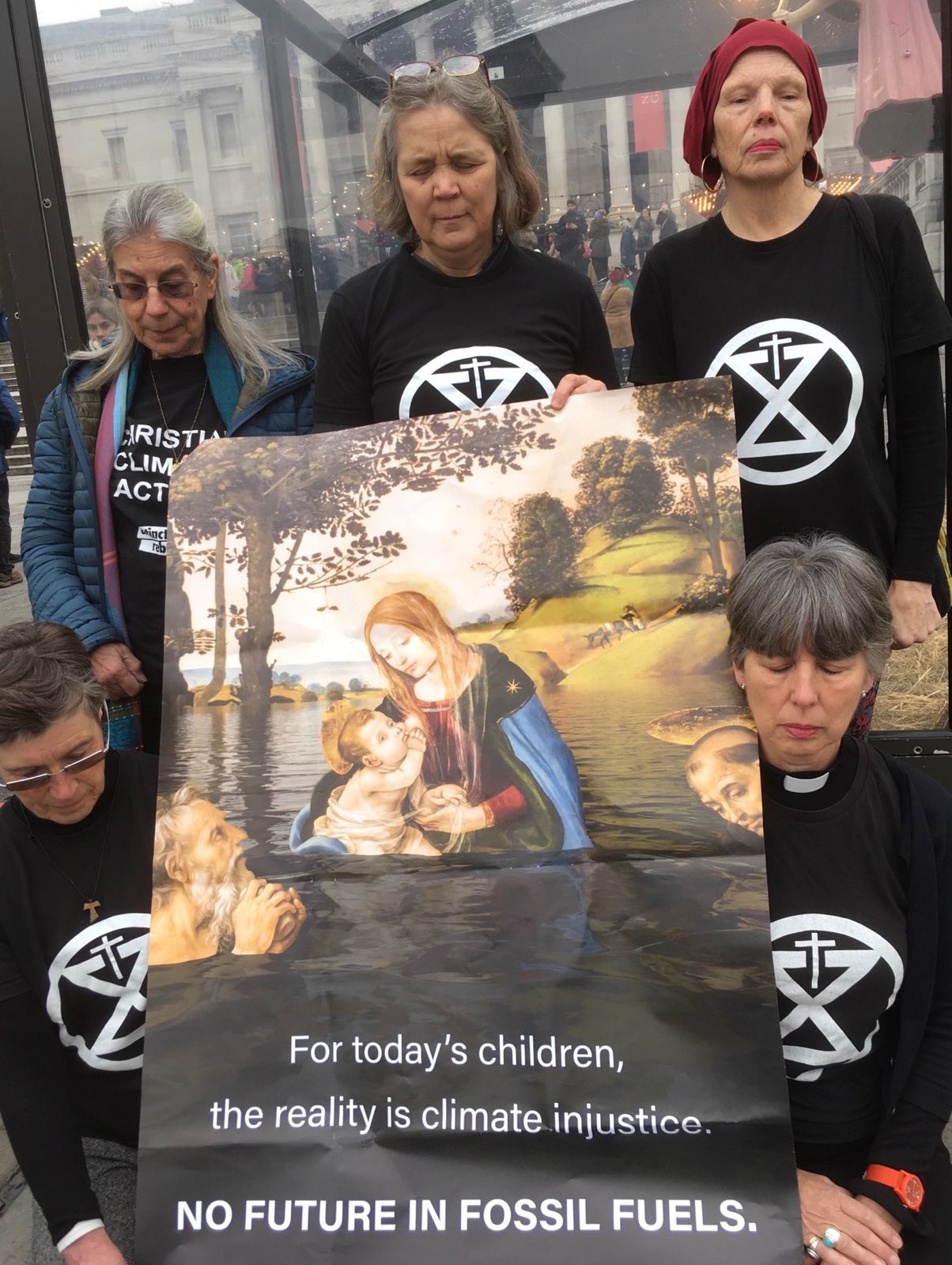 Christian women protest climate change inaction at virgin and child ...